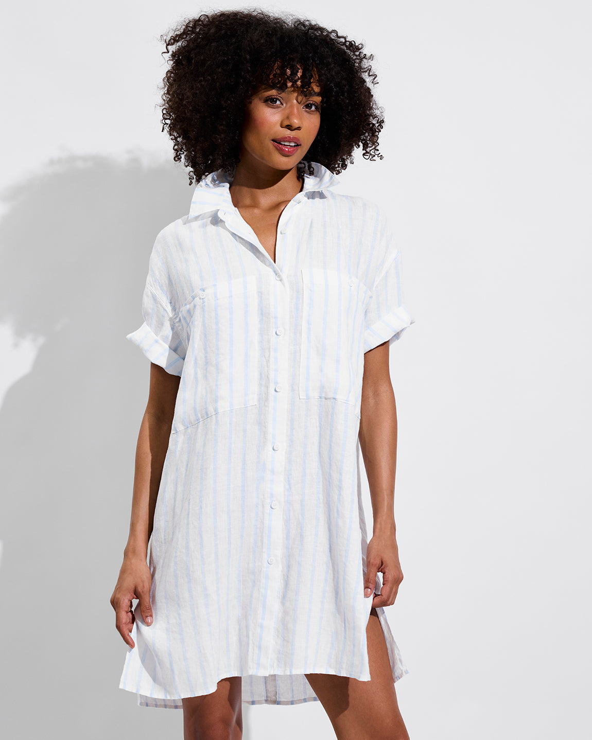 Getaway Mini Dress - Daybreak Stripe: Blue Skies / Coconut – Left On ...