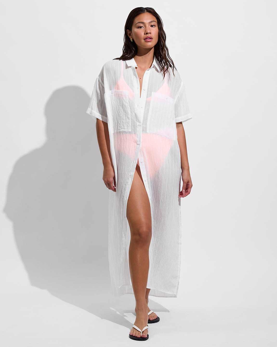 Getaway Shirt Dress *Sheer Stripe - Coconut – Left On Friday Canada